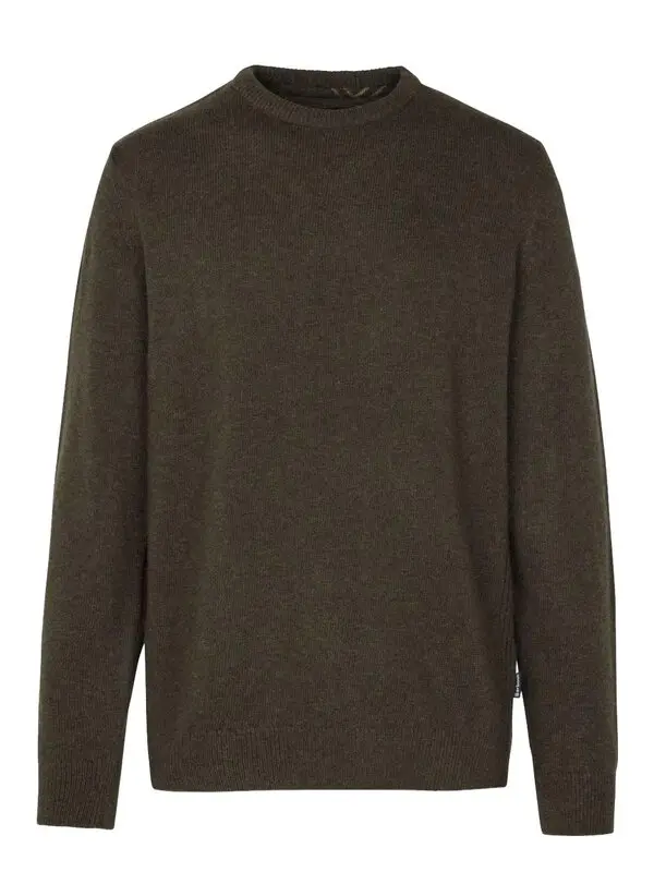 Barbour Plaid Pattern Crew Neck Sweater With Elbow Patches - Green