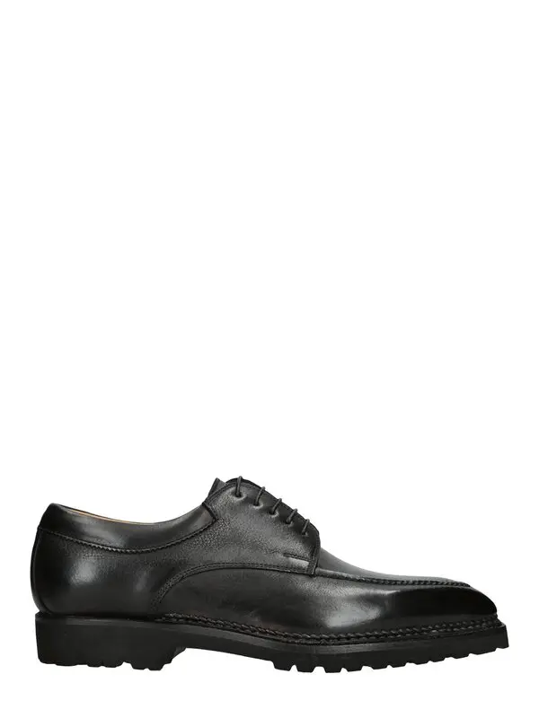 Bontoni Leather Eroico Derby Shoes - Black