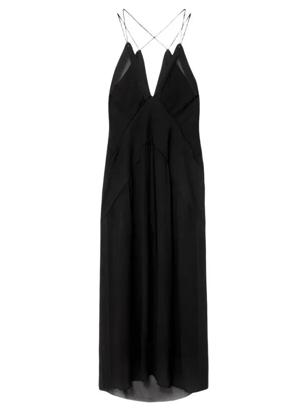 ALLSAINTS Chiffon Fawn Midi Dress - Black