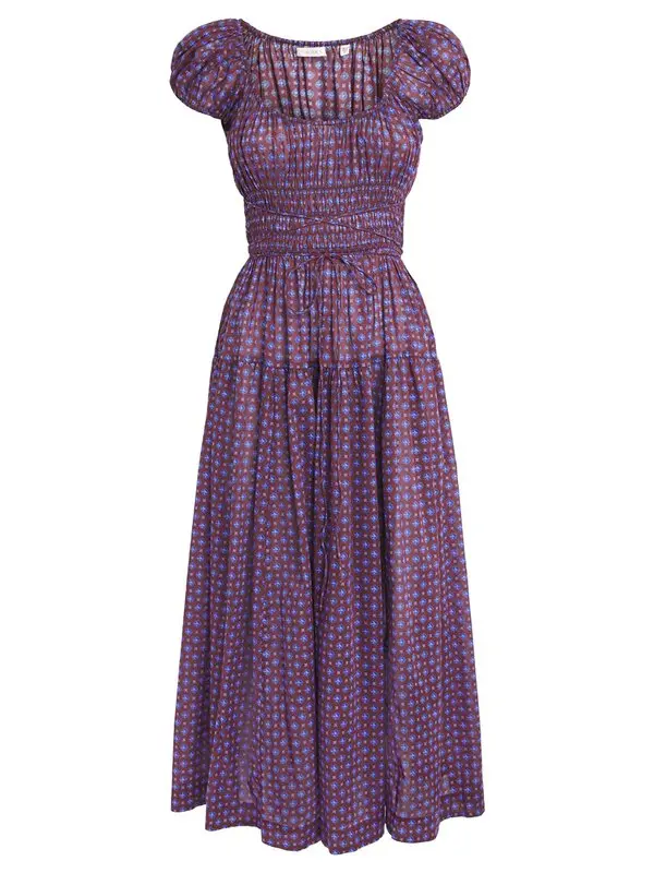 DÔEN Organic Cotton Quinelle Midi Dress - Purple