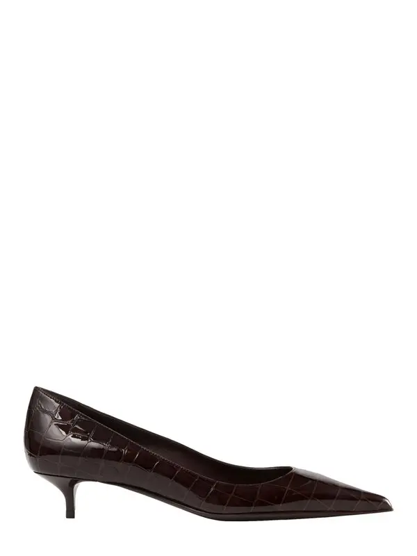 JIMMY CHOO Amelia Shiny Croc Embossed Leather Pumps - Sambuco
