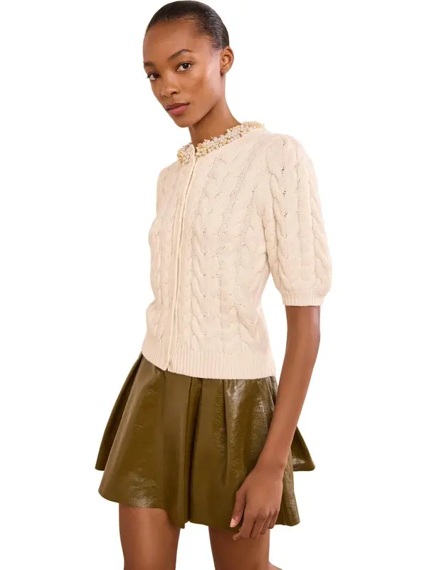 Ulla Johnson Olivia Knit Cardigan With Embellishment - Pearl