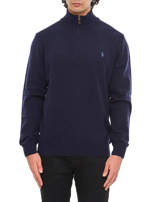 Polo Ralph Lauren Pullover Con Zip A Manica Lunga - Blu