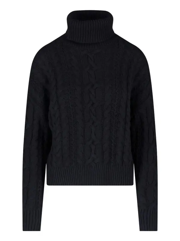 Ralph Lauren Cable-knit Cotton Turtleneck - Black