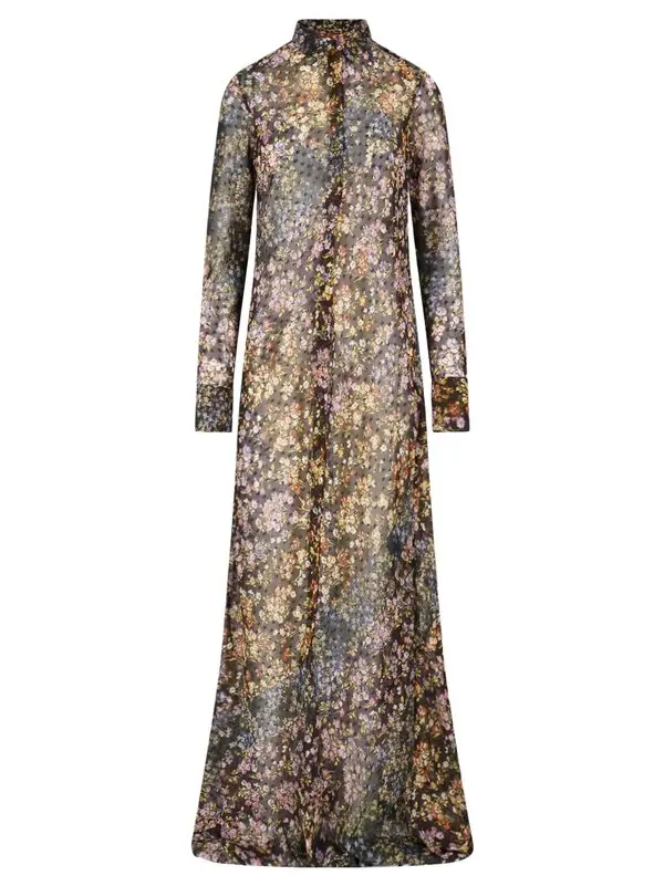 Dries Van Noten Long Jacquard Shirt Dress - Multi