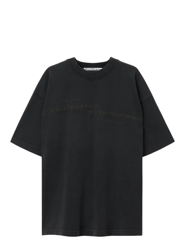 Alexander Wang Mirrored Logo Short Sleeve Tee - Washed Black