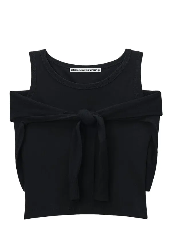 Alexander Wang Layered Tank With Tie-front Sweater Detail - Midnight