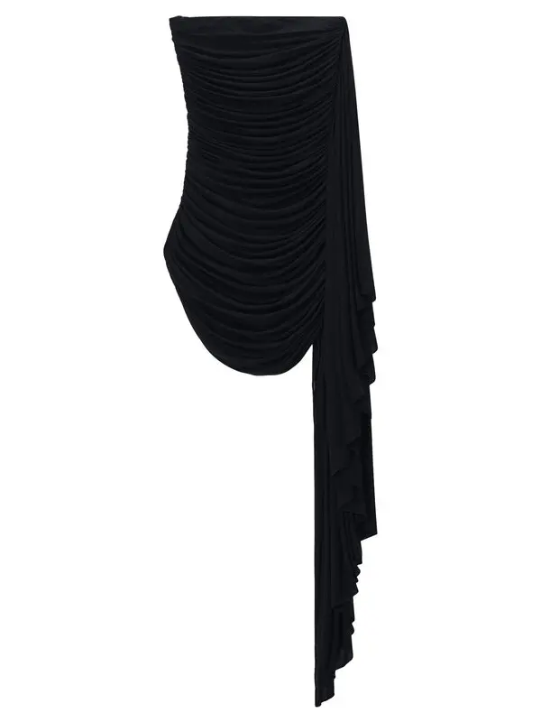 Alexander Wang Asymmetric Ruched Strapless Mini Dress - Black
