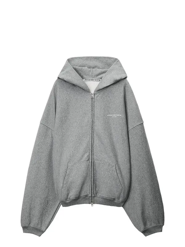 Alexander Wang Logo Print Oversized Zip-up Hoodie - Sidewalk