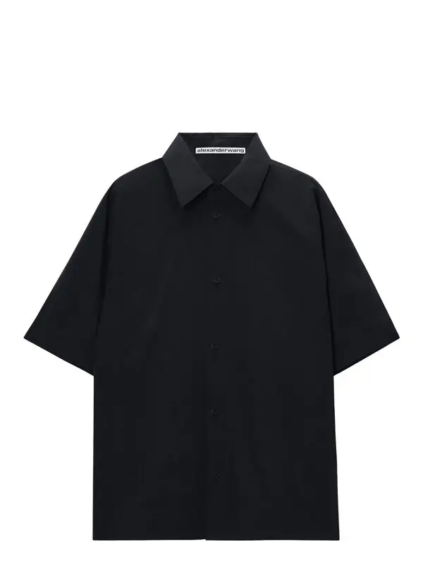 Alexander Wang Perforated Logo Short Sleeve Shirt - Black