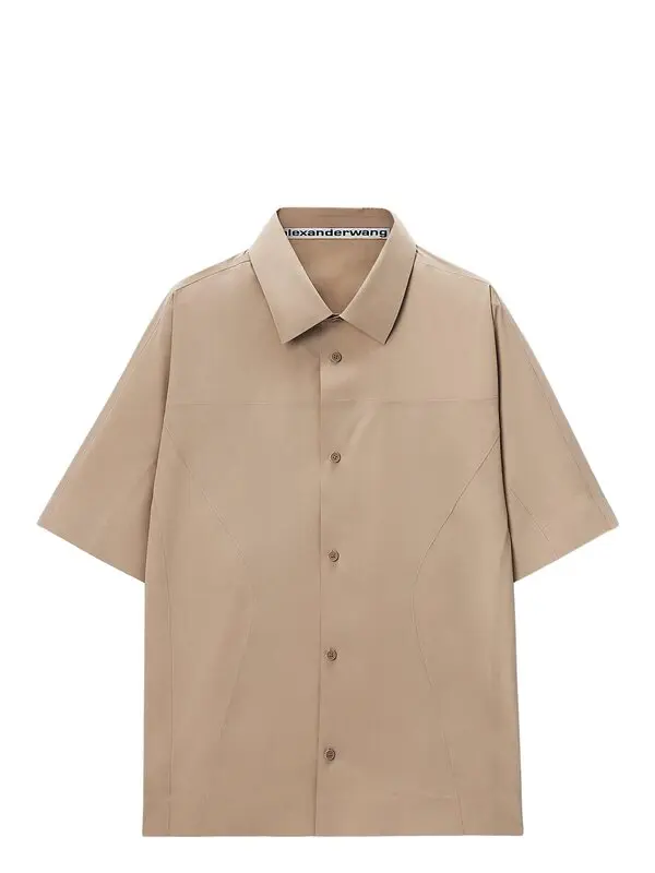 Alexander Wang Perforated Logo Short Sleeve Shirt - Dune