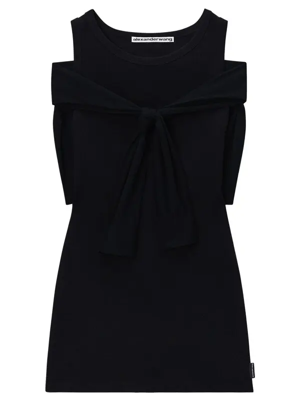 Alexander Wang Layered Mini Tank Dress With Tie-front Cardigan - Midnight