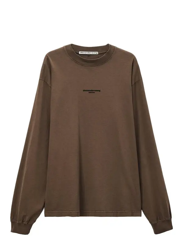 Alexander Wang Logo Print Long Sleeve Tee - Olive