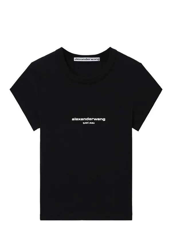 Alexander Wang Ss Fitted Tee W/ Logo Print - Black