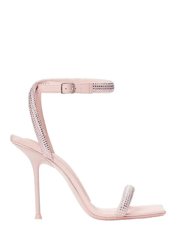 Alexander Wang Julie 105mm Crystal Hotfix Ankle Strap Sandal - Light Pink