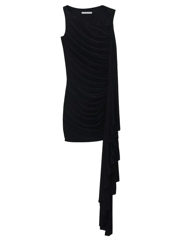 Alexander Wang Asymmetric Ruched Mini Dress - Black
