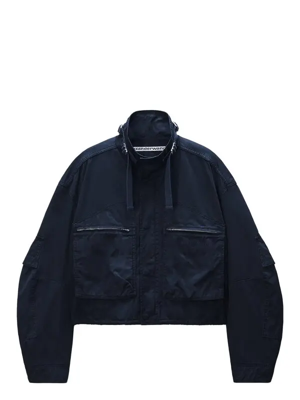 Alexander Wang Cargo Jacket Cotton Cropped - Washed Black