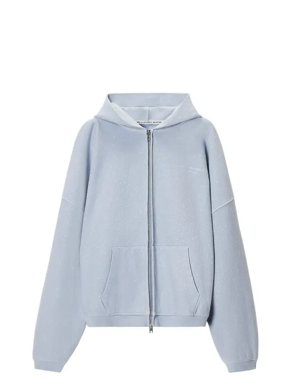 Alexander Wang Crystal Hotfix Oversized Zip-up Hoodie - Washed Sky
