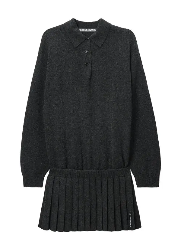 Alexander Wang Polo Dress With Heat Pressed Skirt - Graphite
