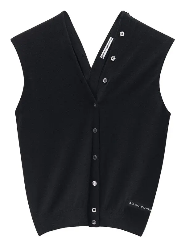 Alexander Wang Tank Cardigan W/ Continuous Placket - Black