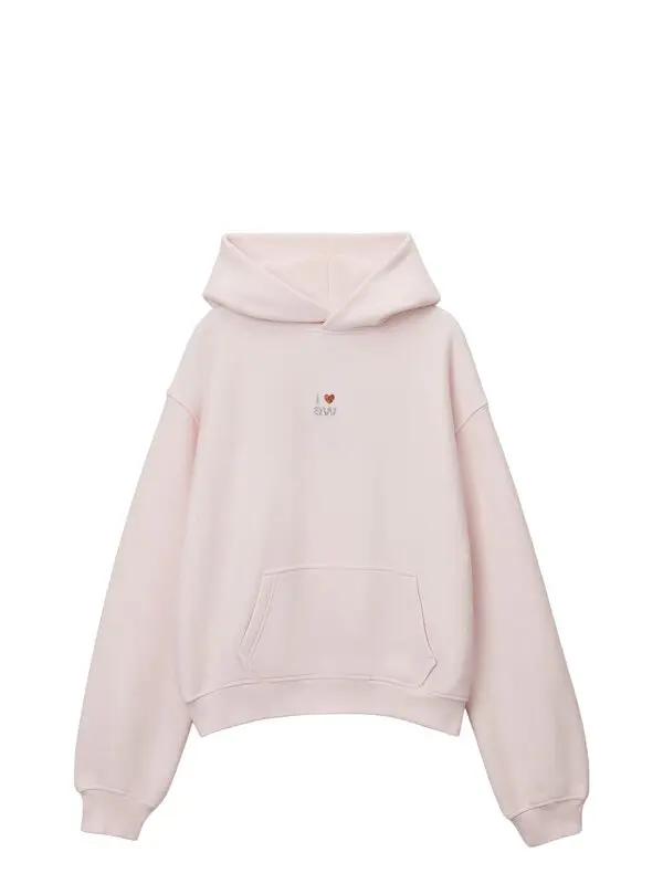 Alexander Wang Crystal Hotfix I Heart Aw Hoodie - Light Pink