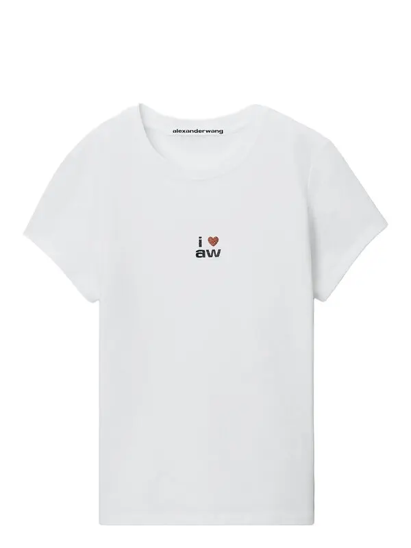 Alexander Wang Crystal Hotfix I Heart Aw Tee - White
