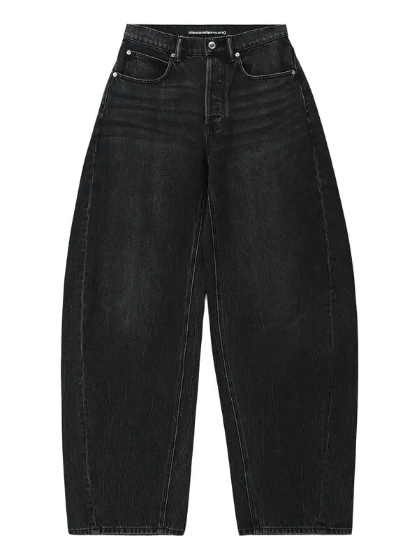 Alexander Wang Crystal Hotfix Cursive Logo Pocket Blow Up Jean - Grey Aged