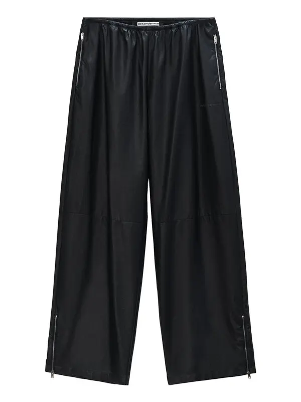 Alexander Wang Track Pant Paper In Leather Mid-rise - Black