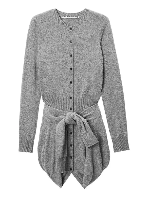 Alexander Wang Pre-styled Tied Sleeve Cardigan Dress - Heather Grey