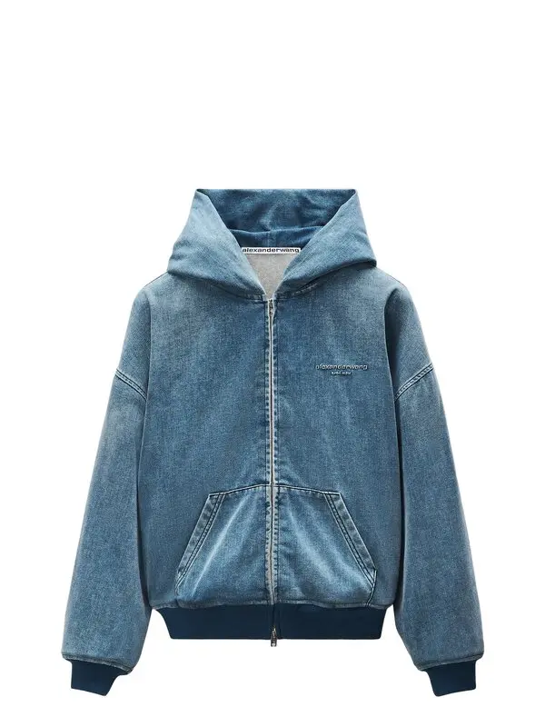 Alexander Wang Brushed Denim Oversized Hoodie - Washed Light Blue