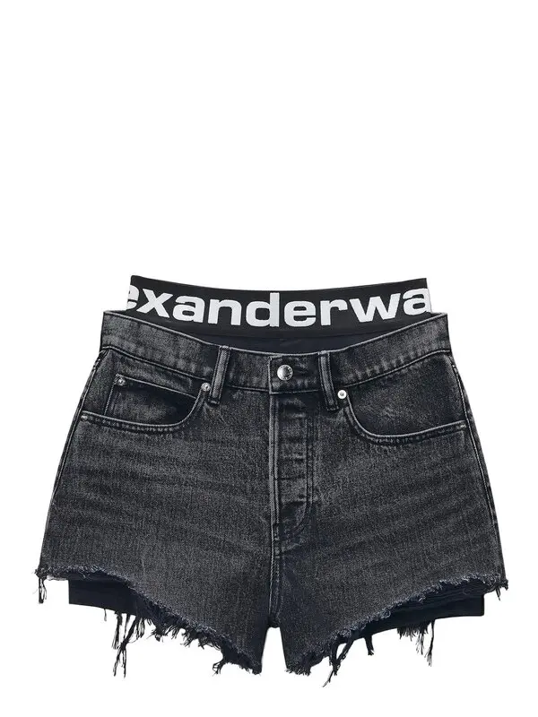 Alexander Wang Pre-styled Relaxed Logo Bike Short - Grey Aged