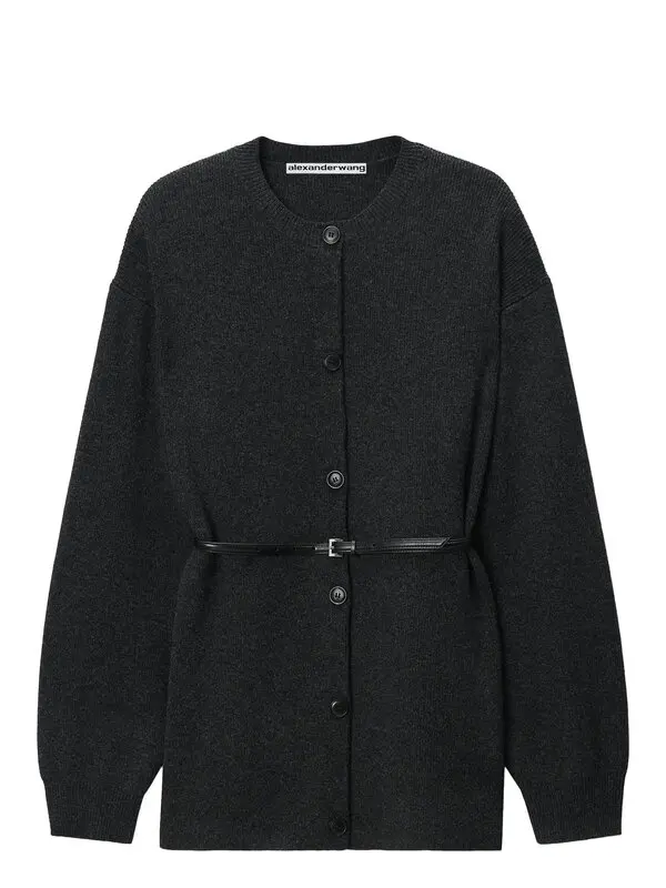 Alexander Wang Thermal Pressed Wool Belted Cardigan - Graphite