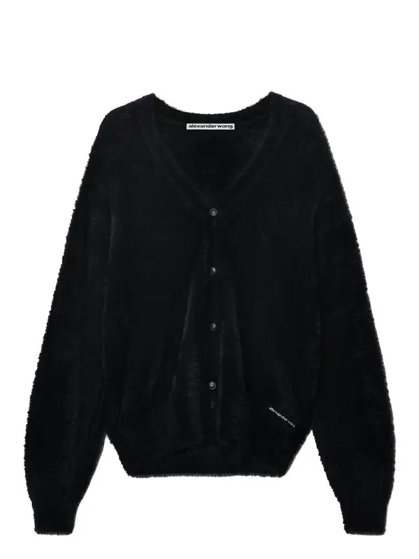Alexander Wang Textured Chenille V-neck Cardigan - Black