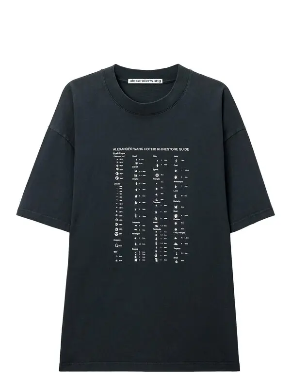 Alexander Wang Crystal Hotfix Graphic Tee - Washed Black
