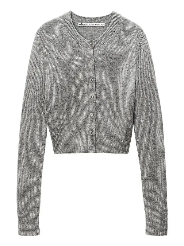 Alexander Wang Grey Wool-blend Hotfix Cardigan - Heather Grey
