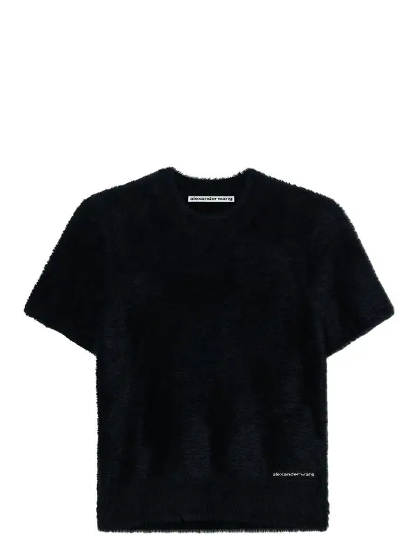 Alexander Wang Textured Chenille Crewneck Pullover - Black