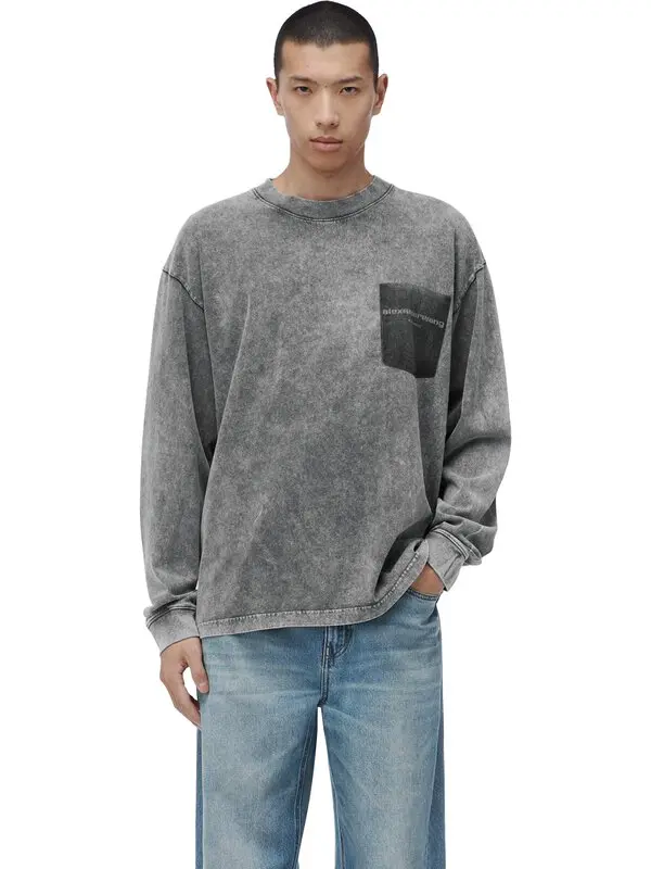Alexander Wang Shadow Pocket Tee - Washed Grey