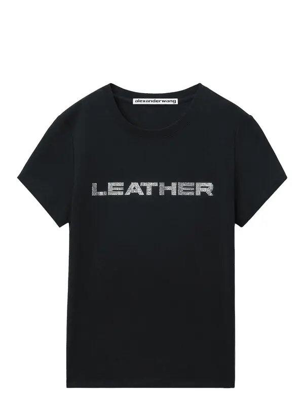 Alexander Wang Crystal Hotfix Graphic Fitted Tee - Black