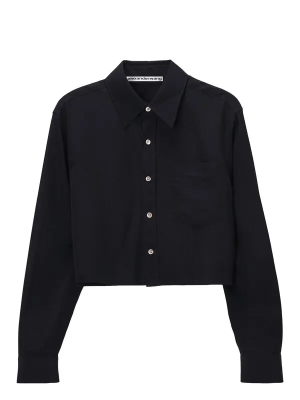 Alexander Wang Cropped Button-down Shirt - Black