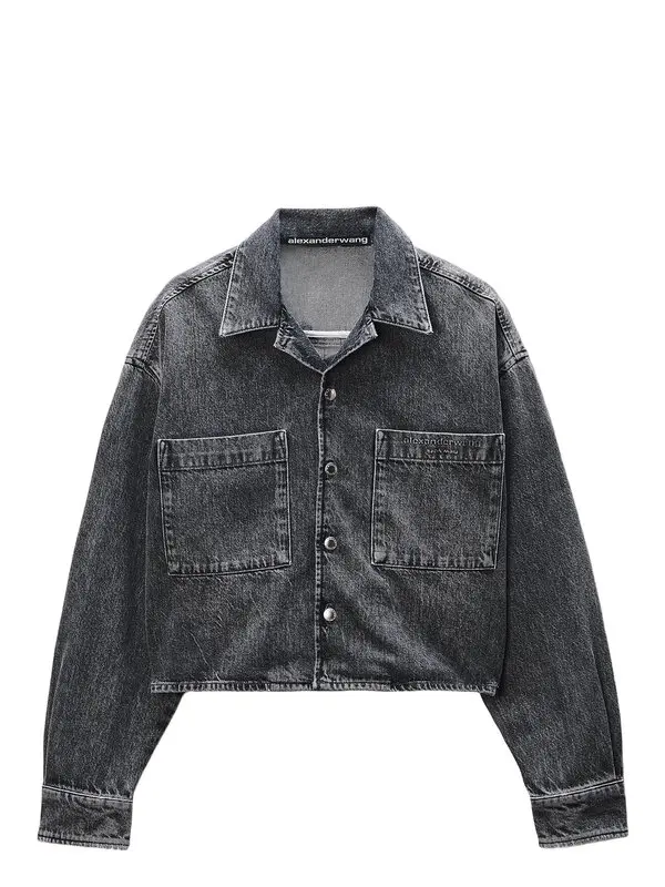 Alexander Wang Cropped Long Sleeve Shirt - Light Grey