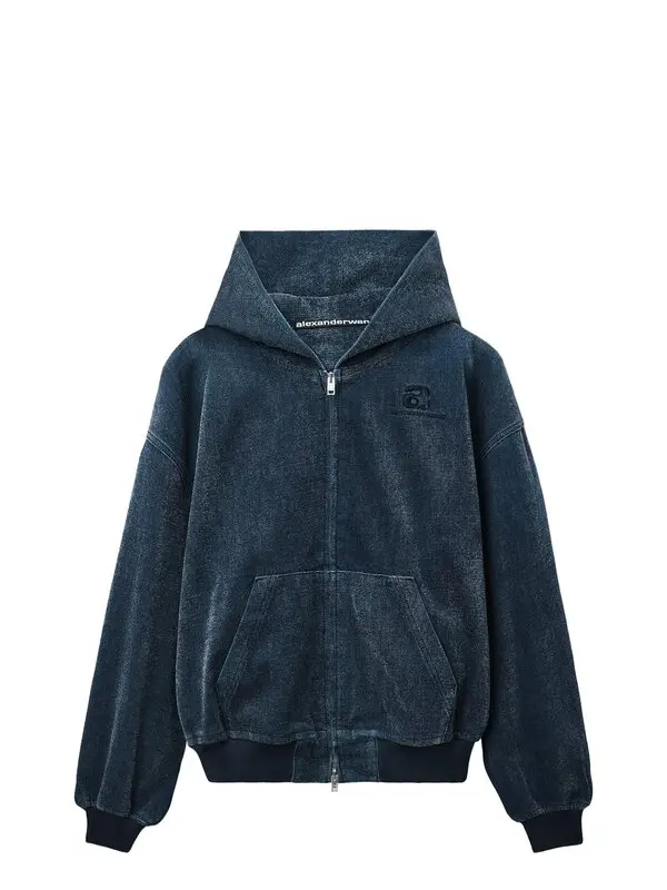 Alexander Wang Brushed Denim Oversized Hoodie - Ink Blue