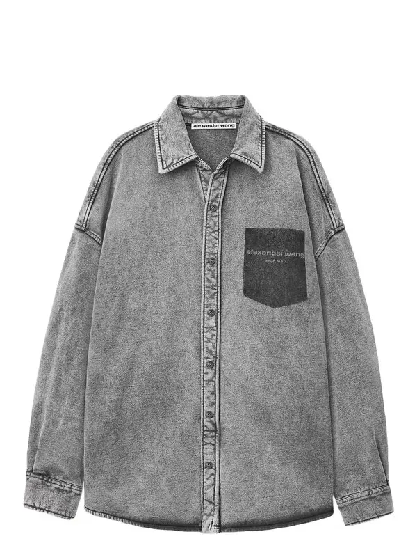 Alexander Wang Shadow Pocket Button Down Shirt - Washed Grey