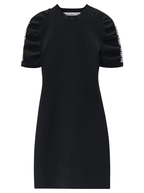 Alexander Wang Ruched Logo Mini Dress - Black