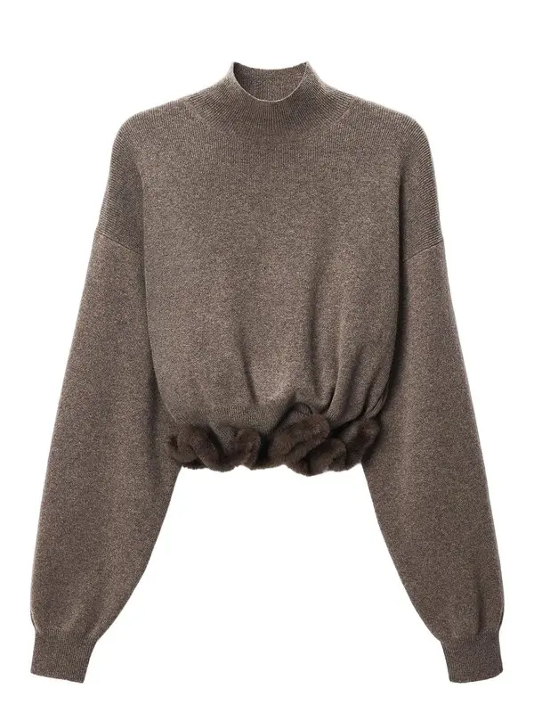 Alexander Wang Faux Fur Trim Turtleneck - Charcoal