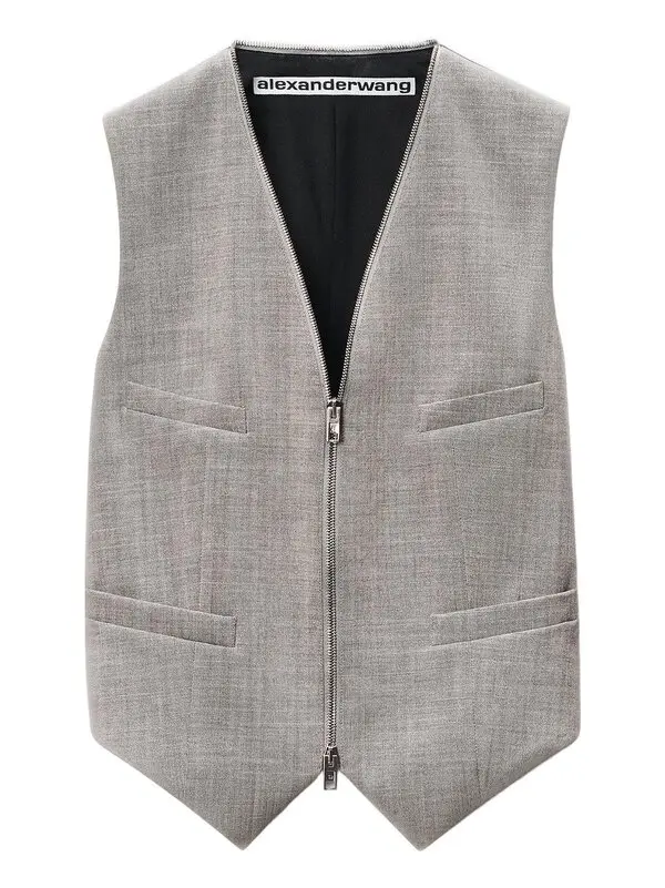 Alexander Wang Tailored Vest With Wraparound Zipper - Light Heather Grey