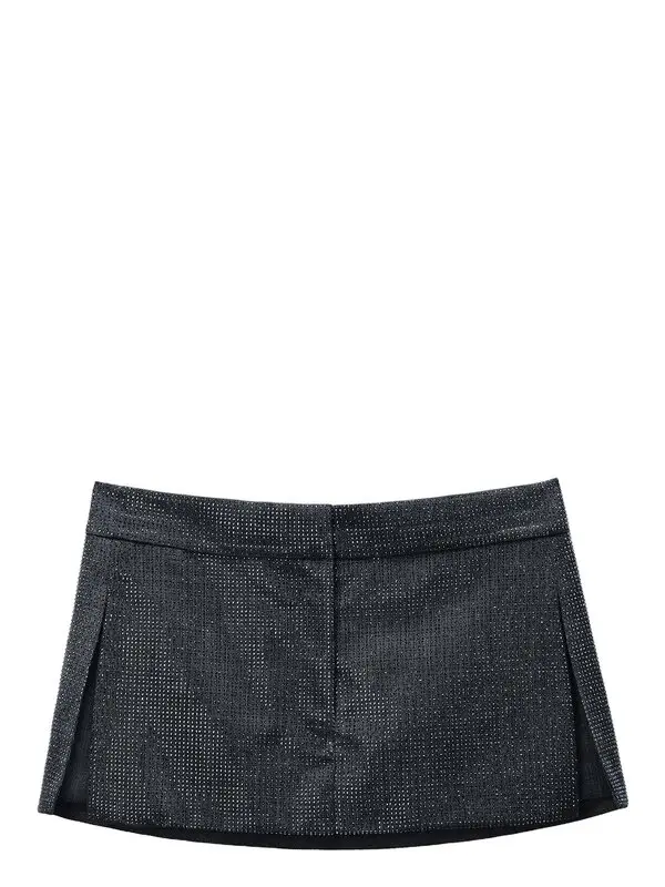 Alexander Wang Crystal Hotfix Wool Mohair Skirt - Grey
