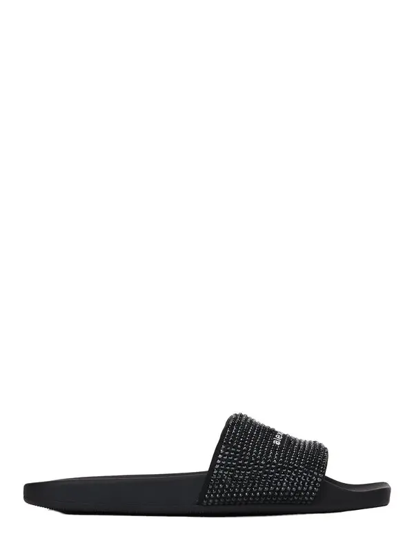 Alexander Wang Aw Crystal Hotfix Pool Slide - Black/jet
