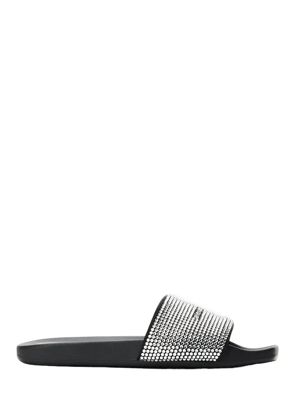 Alexander Wang Aw Crystal Hotfix Pool Slide - Black/silver