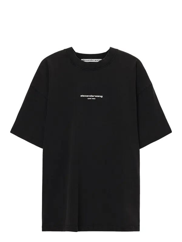 Alexander Wang Logo Print Short Sleeve Tee - Washed Black