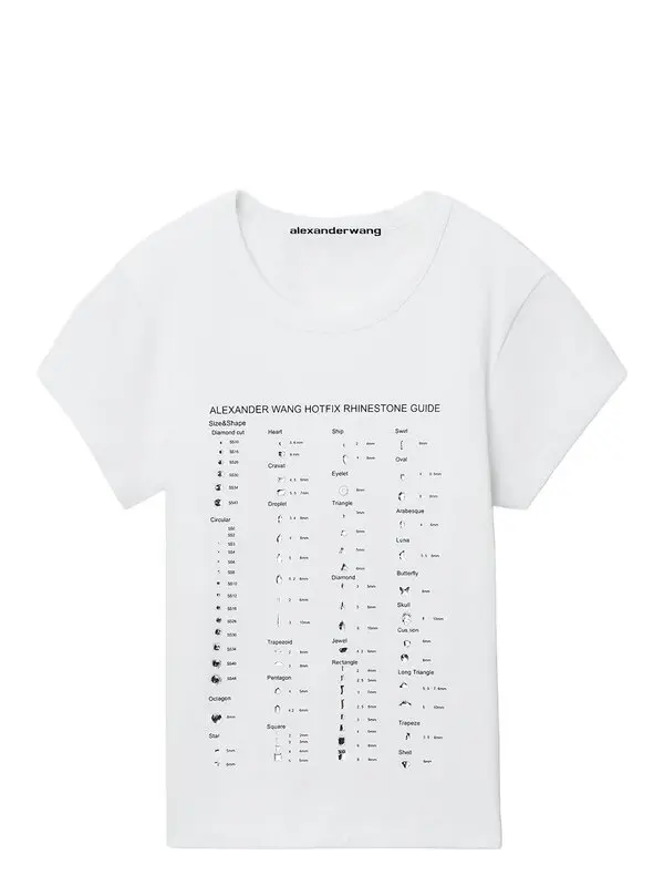 Alexander Wang Fitted Ss Tee W/ Hotfix Card Graphic - White